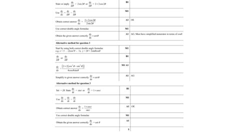 Parametric Differentiation A Level Past Paper Questions For Cambridge 9709