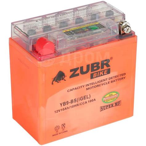 Мотоаккумулятор Мотоаккумулятор ZUBR МОТО iGEL YB9-BS 10Ач п/п (Delta ...