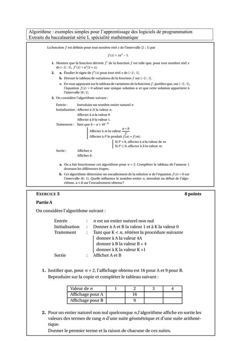Algorithme Exemples Simples Pour L Apprentissage Des Logiciels De