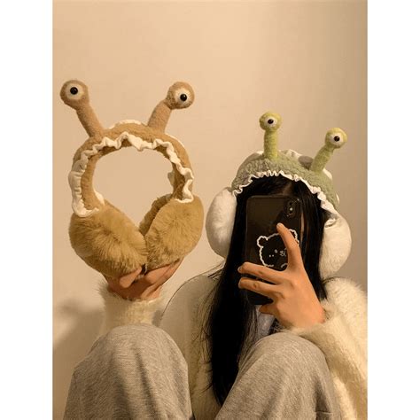 귀요미 달팽이 접이식 귀도리 겨울 방한 귀마개 친구선물 우정 에이블리