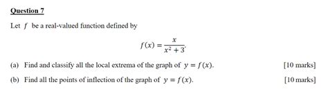Solved Question Let F Be A Real Valued Function Defined By Chegg
