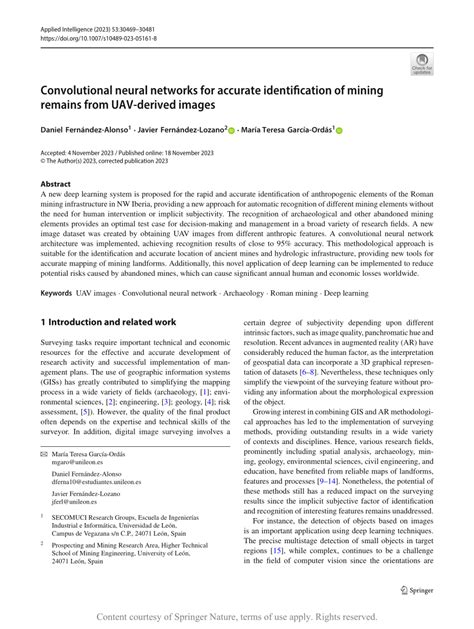 Pdf Convolutional Neural Networks For Accurate Identification Of Mining Remains From Uav