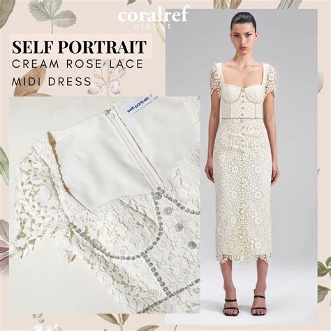 Self Portrait Cream Rose Lace Midi Dress Womens Fashion Dresses