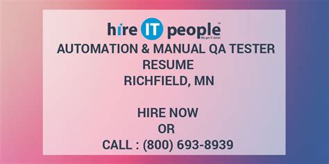 Automation And Manual Qa Tester Resume Richfield Mn Hire It People