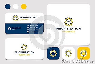 Prioritization Logo Design With Editable Slogan Branding Book And