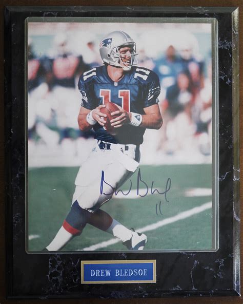 Drew Bledsoe Autographed Photo Wplaque Certificate Of Authenticity