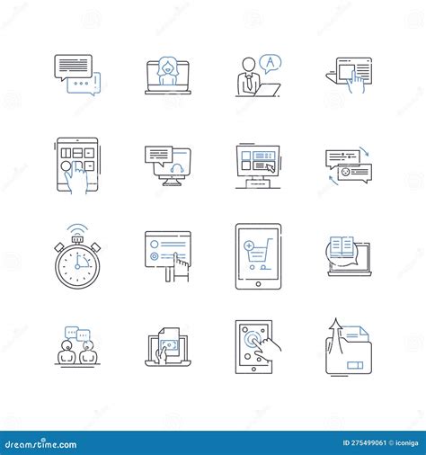 Digital Media Line Icons Collection Interactivity Convergence
