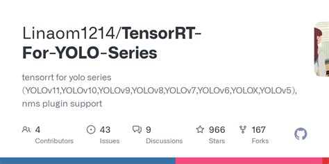Tensorrt For Yolo Seriescppreadmemd At Cuda Python · Linaom1214tensorrt For Yolo Series · Github