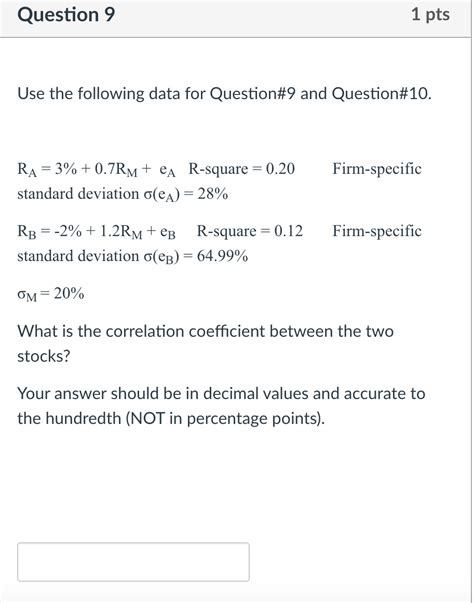 solved question 9 1 pts use the following data for