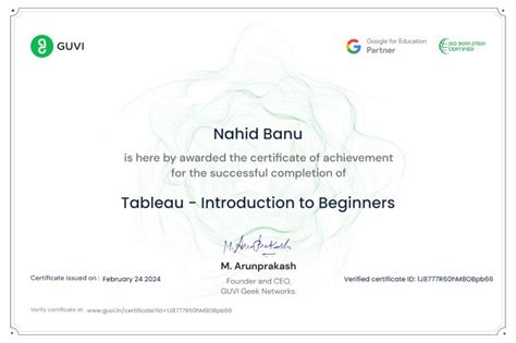 i earned tableau certification nahid banu posted on the topic linkedin