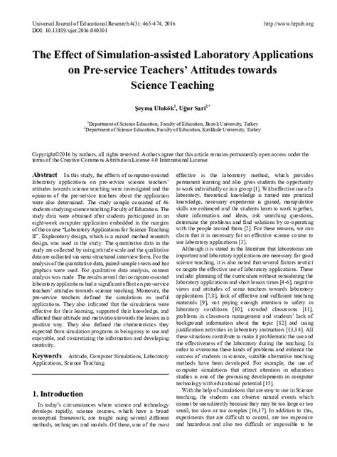 Pdf The Effect Of Simulation Assisted Laboratory Applications On Pre