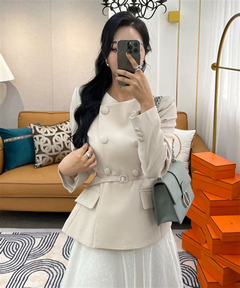💐하객룩 오피스룩 강추💐벨트set 레이디 더블 노카라 벨트 자켓 슬림핏 플레어 정장 코트 에이블리