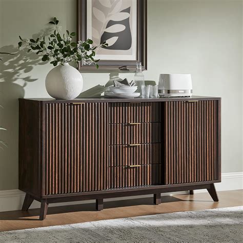 T4tream Fluted Buffet Cabinet 60 Modern Sideboard With Sliding Doors