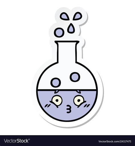 Sticker Of A Cute Cartoon Test Tube Royalty Free Vector