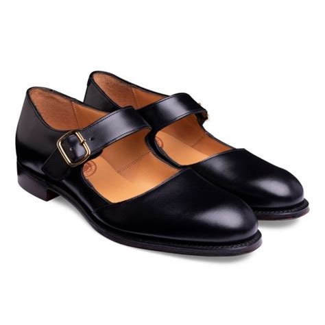 Cheaney Beth Womens Black Mary Jane Shoes Made In England