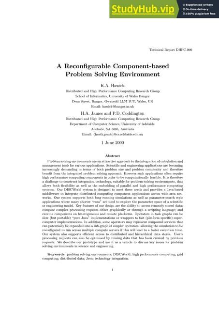 A Reconfigurable Component Based Problem Solving Environment Pdf