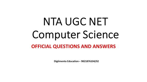 Official Questions And Answers Key Nta Ugc Net Computer Science 08 Oct 2022 Part 1 Youtube