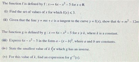 Solved The Function F Is Defined By Fxto 6x X2 5 For X∈ R I Find