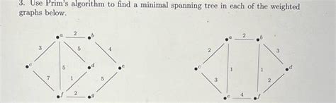 solved 3 use prim s algorithm to find a minimal spanning