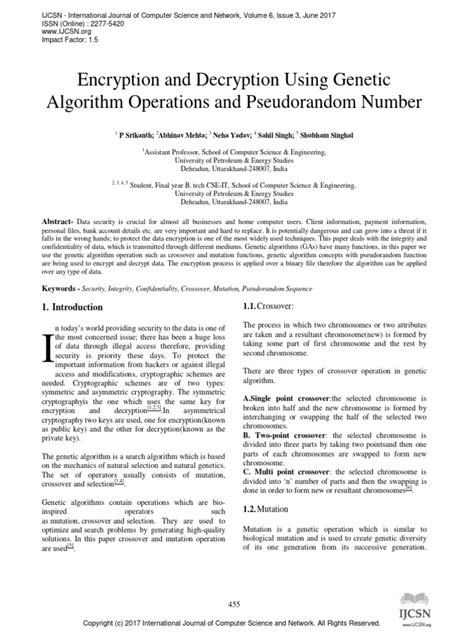 Encryption And Decryption Using Genetic Algorithm Operations And