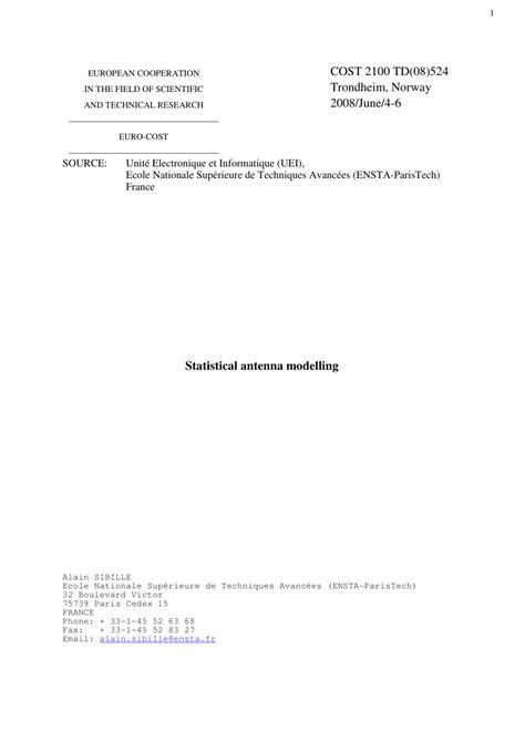 Pdf Statistical Antenna Modelling