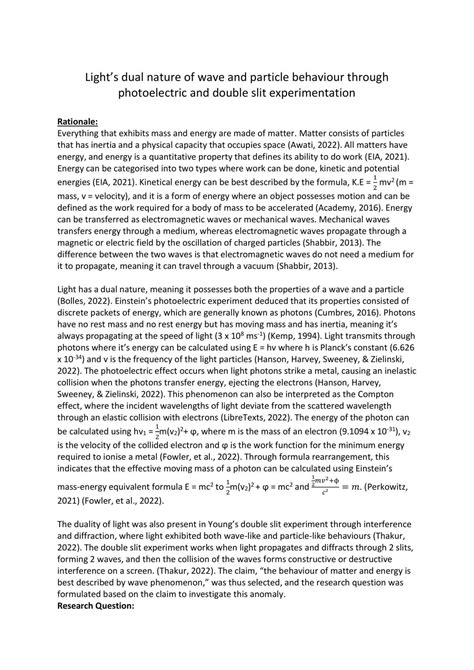 Ia3 Investigative Report Physics Year 12 Qce Thinkswap