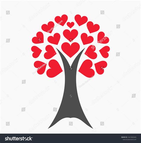 Love Tree Red Hearts Leaves Vector Stock Vector Royalty Free Shutterstock
