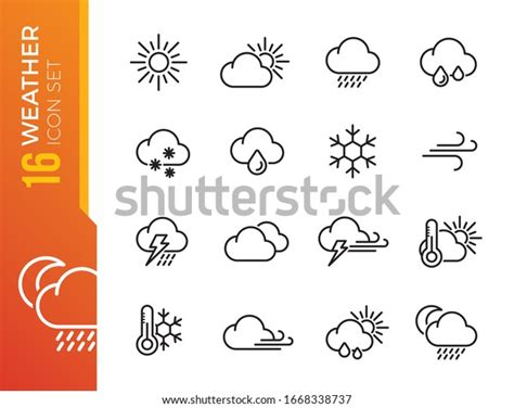Weather Forecast Outline Web Icon Set Stock Vector Royalty Free 1668338737 Shutterstock