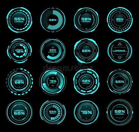 Hud Loading Bars Sci Fi Digital User Interface Stock Vector