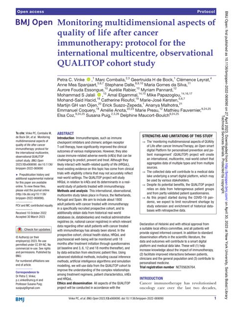 Pdf Monitoring Multidimensional Aspects Of Quality Of Life After Cancer Immunotherapy