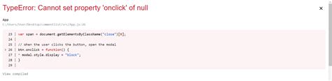Javascript ReactJS TypeError Cannot Set Property Onclick Of Null