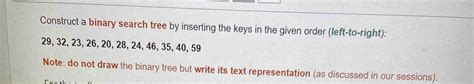 Solved Construct A Binary Search Tree By Inserting The Keys