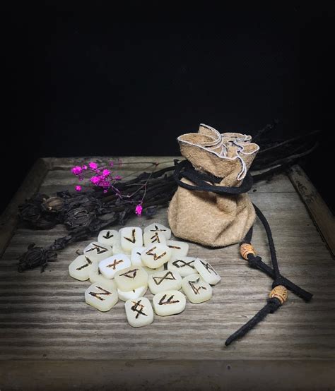 Bone Runes Set Throwing Runes Fairy T Elder Futhark Handmade Leather Bad Etsy