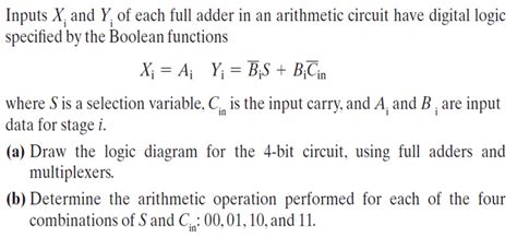 Solved Inputs X And Y Of Each Full Adder In An Arithmetic Chegg Com