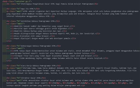 pentingnya pengetahuan dasar html bagi pemula dalam belajar pemrograman