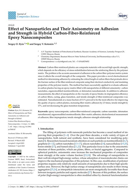 Pdf Effect Of Nanoparticles And Their Anisometry On Adhesion And Strength In Hybrid Carbon