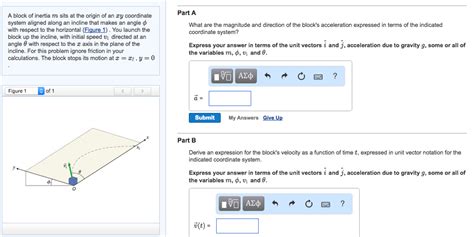 Solved Part A A Block Of Inertia M Sits At The Origin Of An Chegg Com