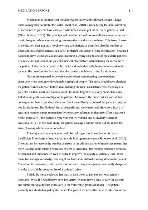 Medication Errors A Reflection On A Clinical Experience