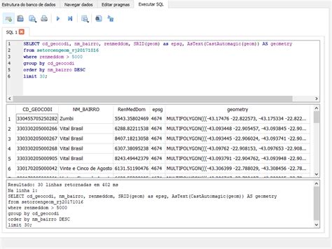 Database Select Geometry From Geopackage In Dbbrowser For Sqlite