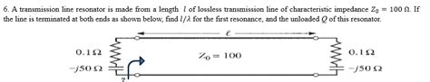 Solved A Transmission Line Resonator Is Made From A Length L