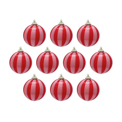 Festive Feeling Stripe Thread Baubles 5 Pack Pink And Red X2 Home