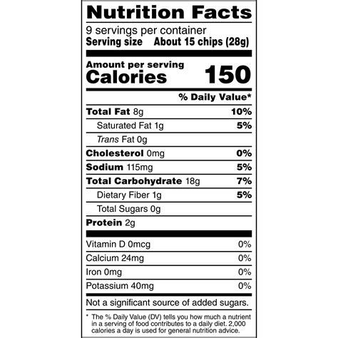 Tostitos Corn Chips Nutrition Label At Greg Howell Blog