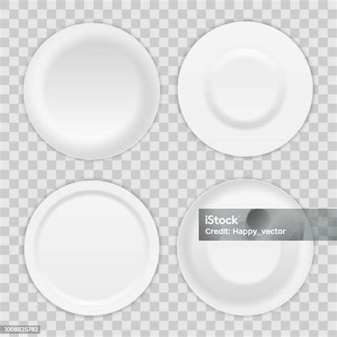 3d 흰색 라운드 현실적인 접시 접시 투명 한 배경에 고립의 크리에이 티브 벡터 일러스트 레이 션 세트 아트 디자인 도자기 수프