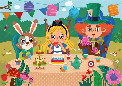 Алиса в стране чудес векторные иллюстрации Алиса Белый кролик и