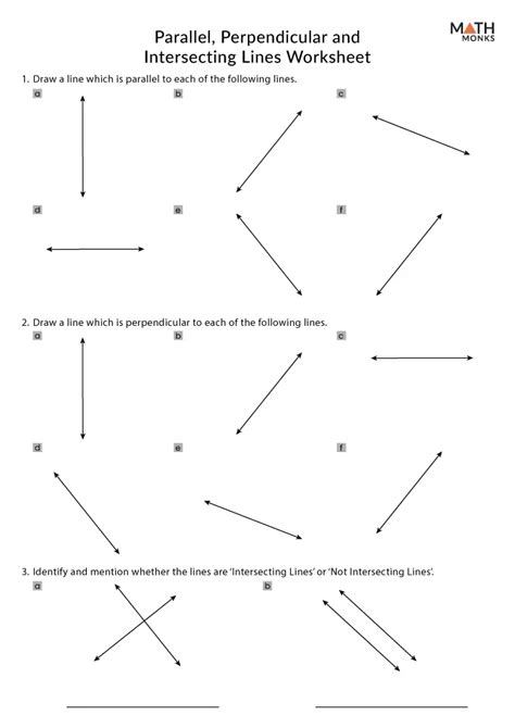 Parallel And Perpendicular Lines Worksheets Math Monks