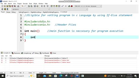 Eligible For Votting Program In C Language By Using If Else Statement
