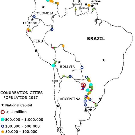 South American Conurbation Cities In 2017 Download Scientific Diagram