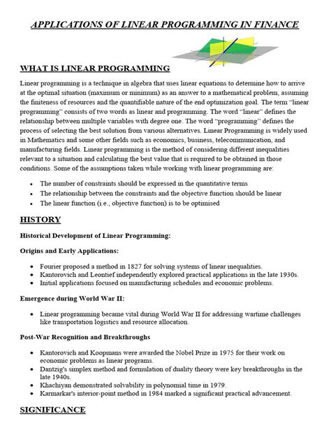 Application Of Linear Programming Download Free Pdf Linear