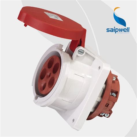 5p 63a Cee Iec International Standard Panel Mounted Straight Socket