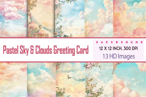 Pastel Sky And Clouds Greeting Card Graphic By Design Hut · Creative Fabrica